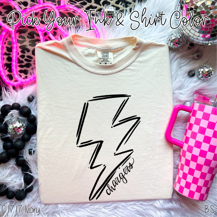 Chargers Lightning Bolt Doodle Mascot Custom Order – Bama Signs & Screens