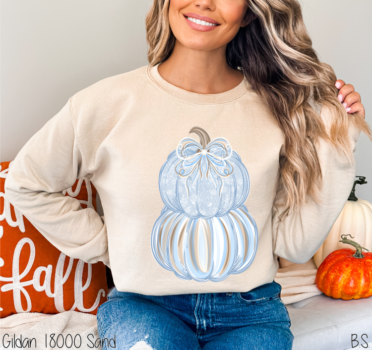 Stacked Grand Millennial Blue Pumpkin #BS8410 – Bama Signs & Screens