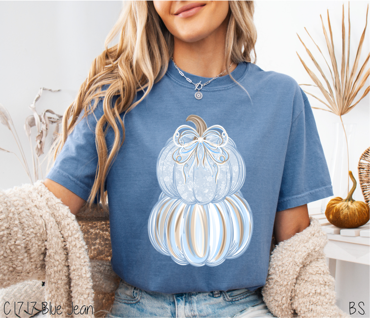 Stacked Grand Millennial Blue Pumpkin #BS8410 – Bama Signs & Screens